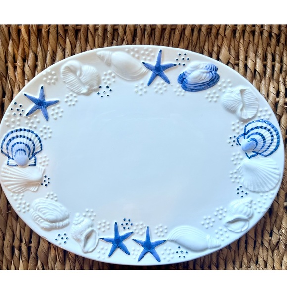 Starbucks | Kitchen | Starbucks Blue And White Starfish Seashell Plate ...